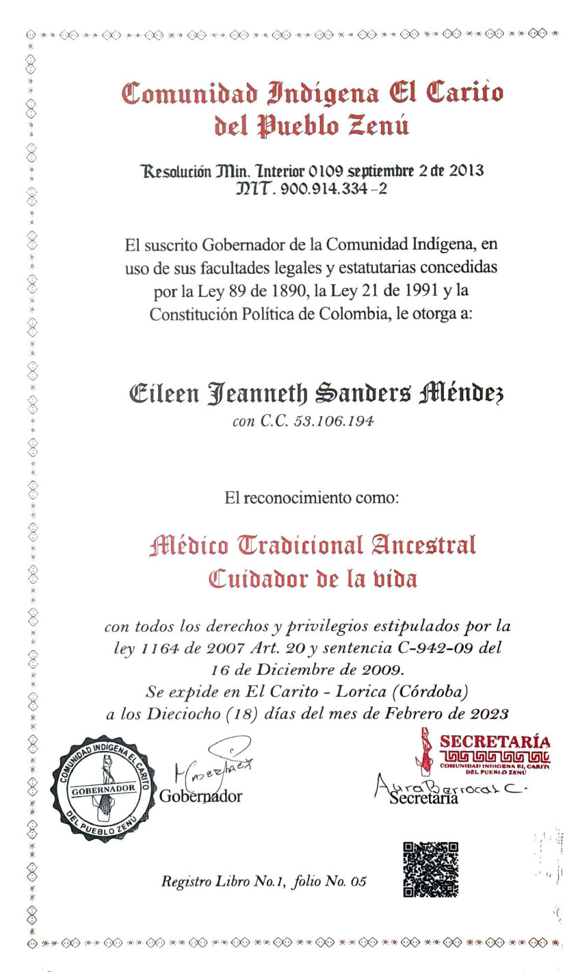 el carito Eileen Jeanneth Sanders Mendez – Comunidad Indigena El Carito